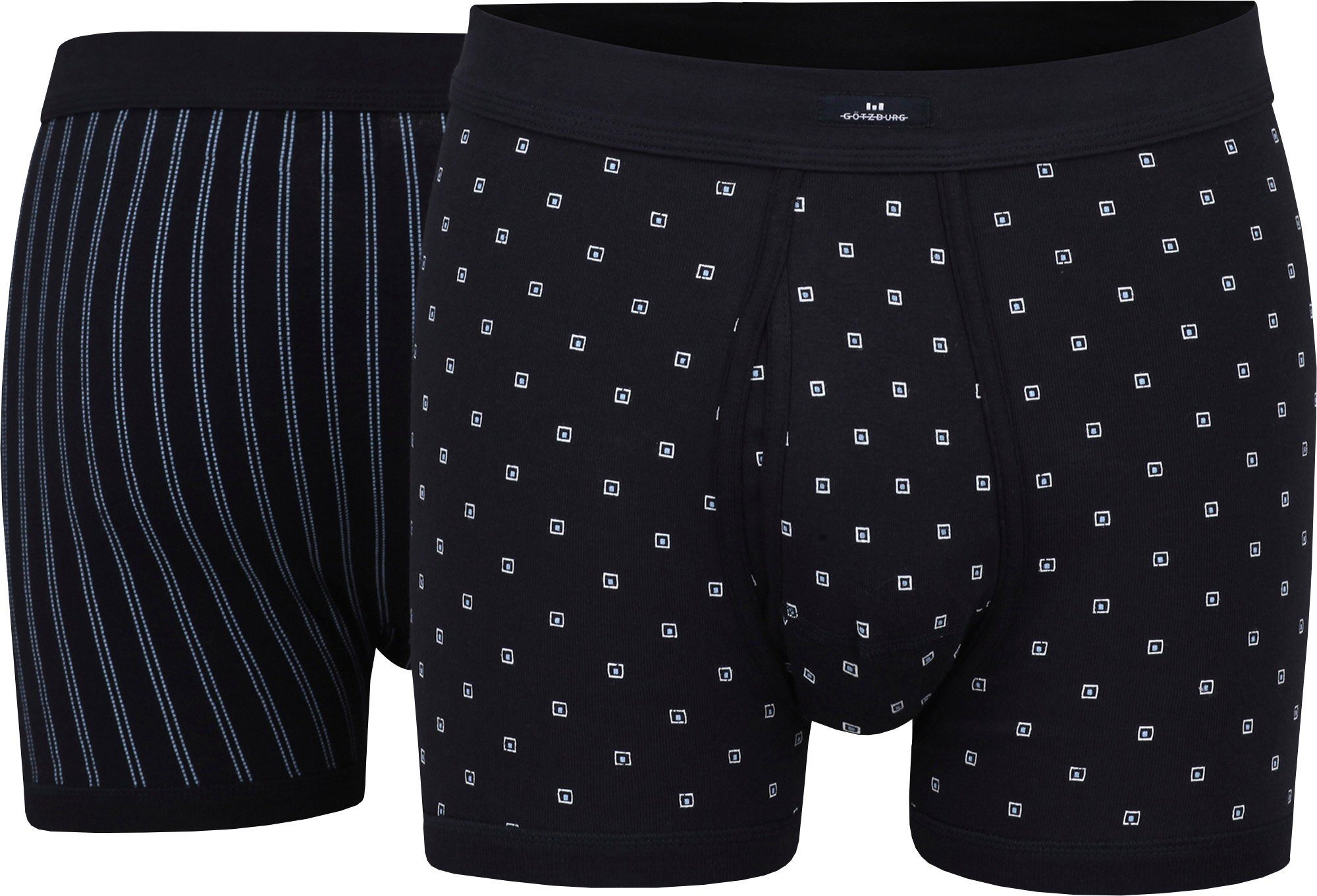 GÖtzburg Boxershorts GÖtzburg Herren Pants Blau Längsgestreift 2er Pack