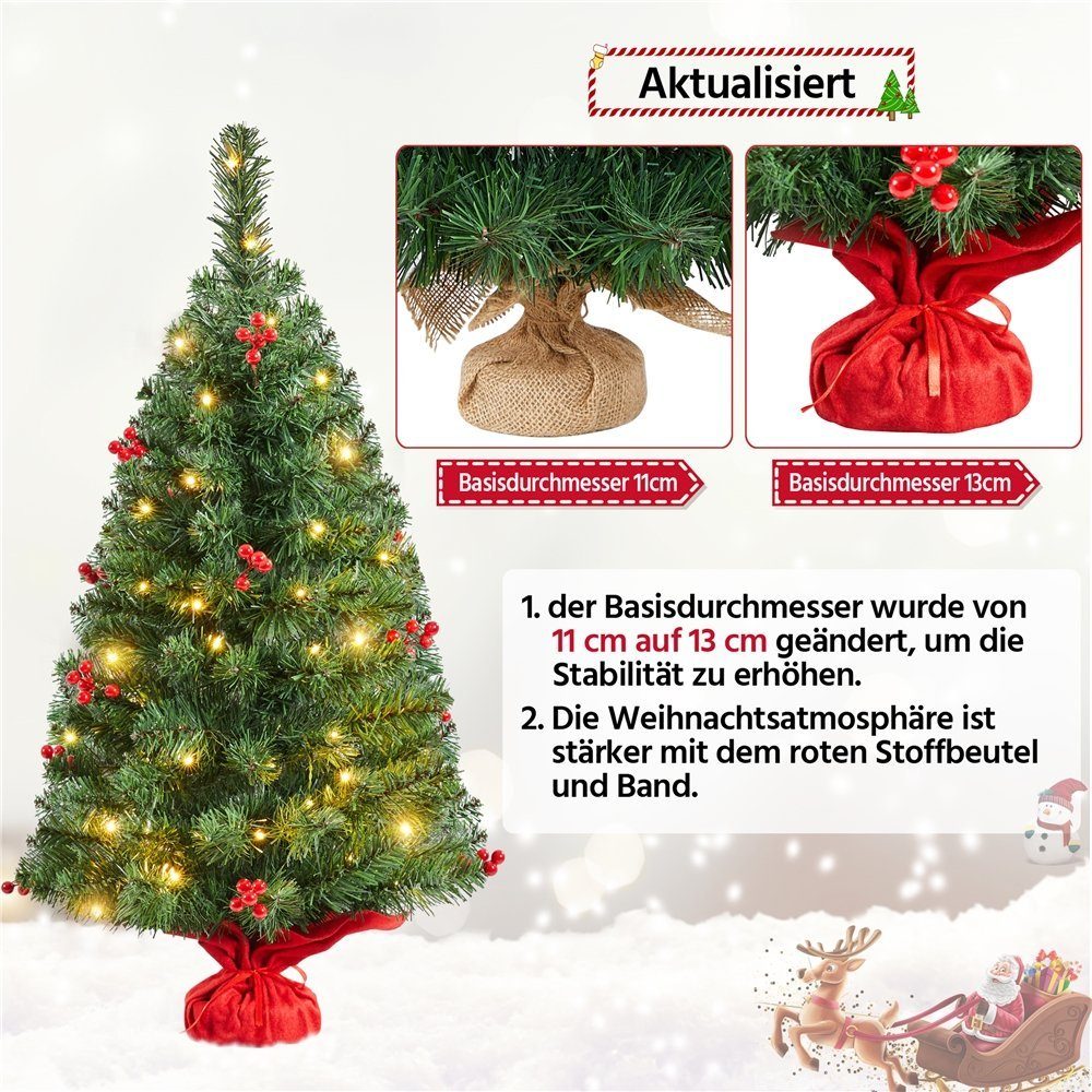 Yaheetech Künstlicher Weihnachtsbaum 60/90 cm (H), Mini Christbaum mit ...
