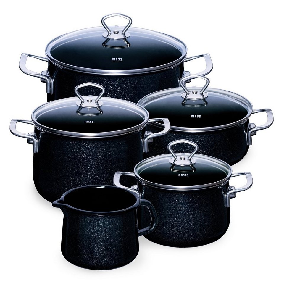 Riess Topf Set Topfset 5 Teilig Black Magic Emaille Sparpaket 5 Tlg
