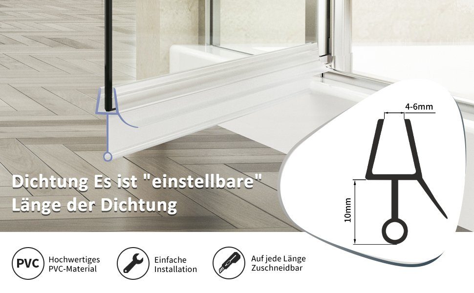 Boromal Duschdichtung 2 Stück für 4-6mm Glas Wasserabweiser ...