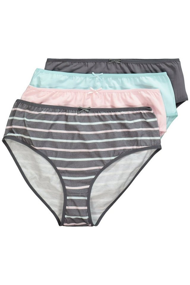 Ulla Popken Slip Midislips 4er Pack Streifen Einfarbig