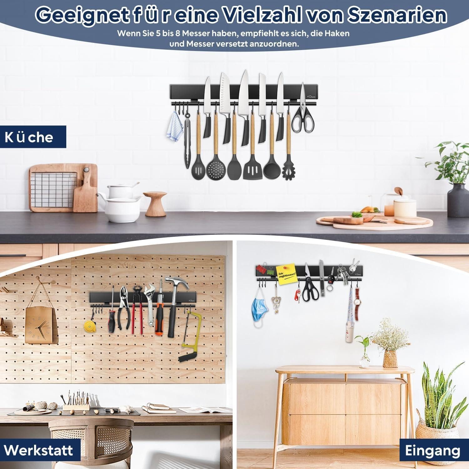 Dmore Wand-Magnet Messer-Leiste Magnetleiste Messer 43 cm schwarz ...