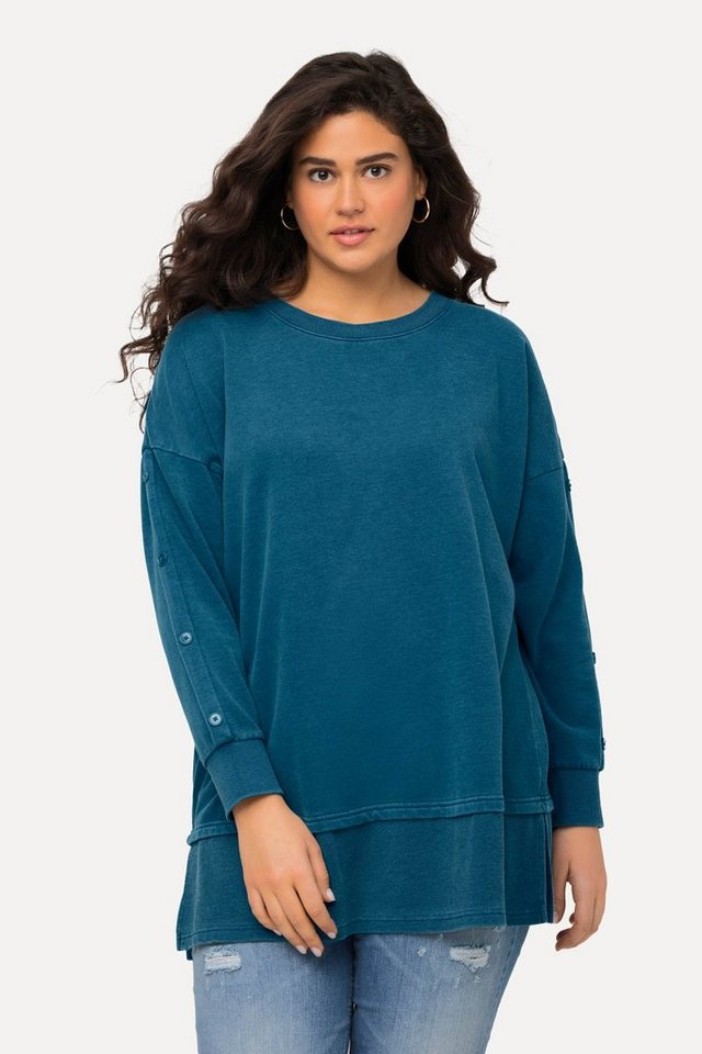 Ulla Popken Sweatshirt Sweatshirt Offenkantig Oversized Rundhals Langarm