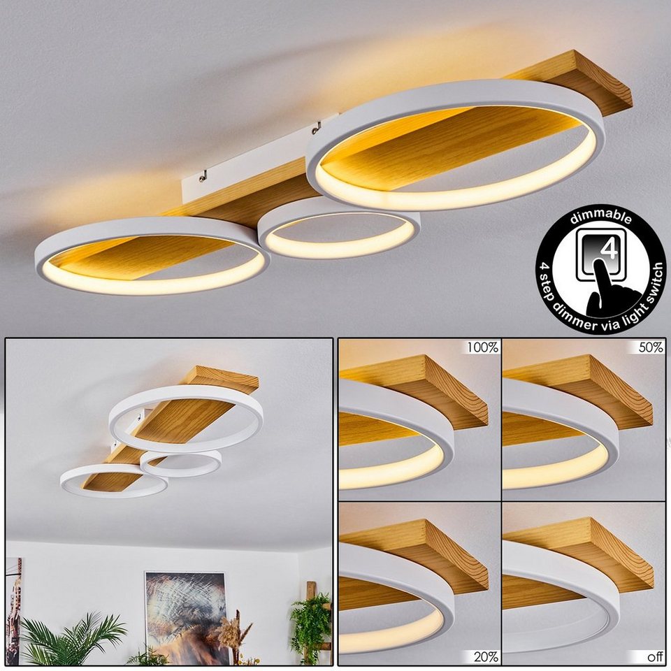 Hofstein Deckenleuchte Caces Dimmbare Deckenlampe Aus Metallholz In