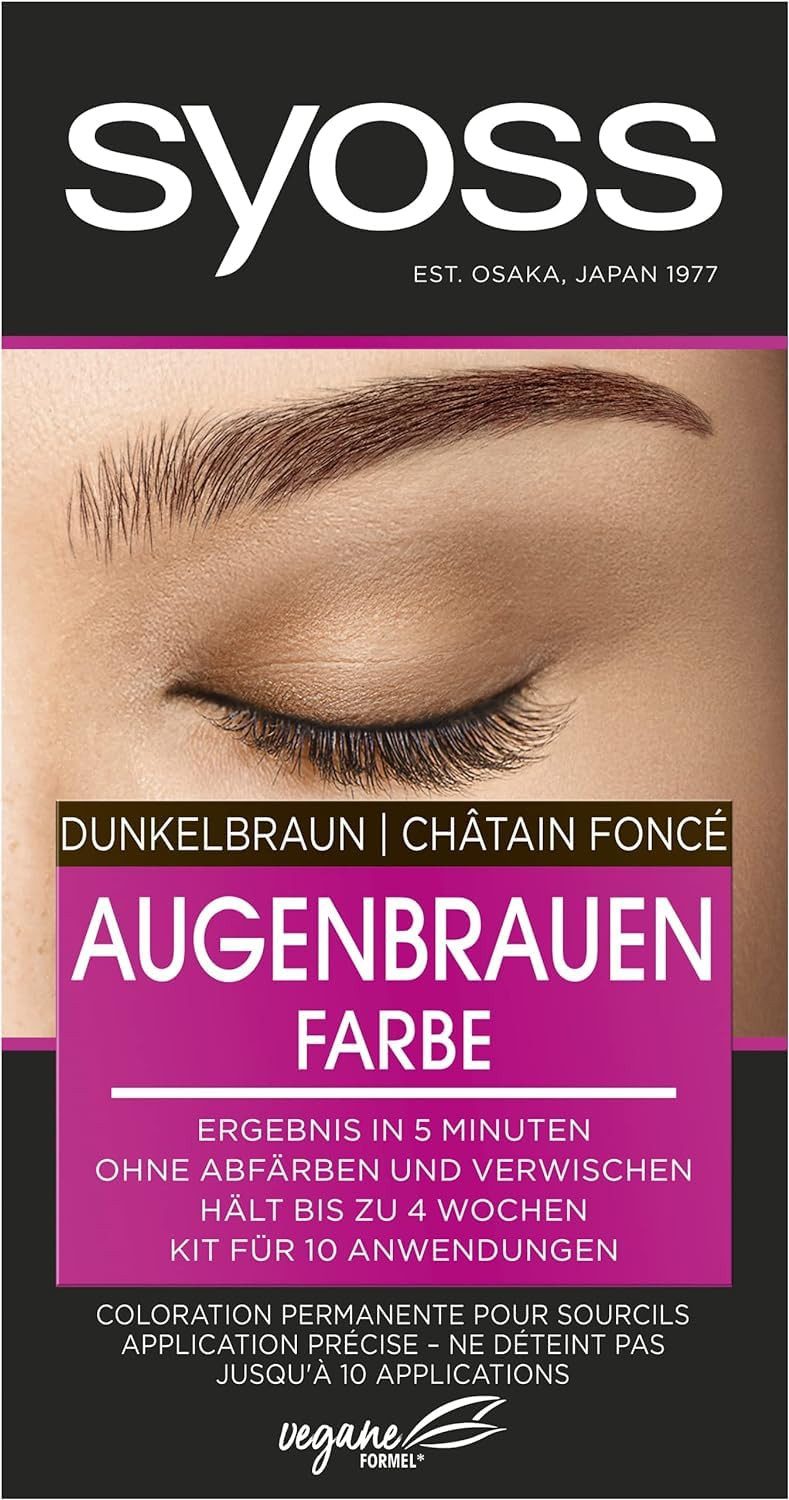 Syoss Augenbrauenfarbe Dunkelbraun 17 ml, für einen natürlichen Look, langanhaltend