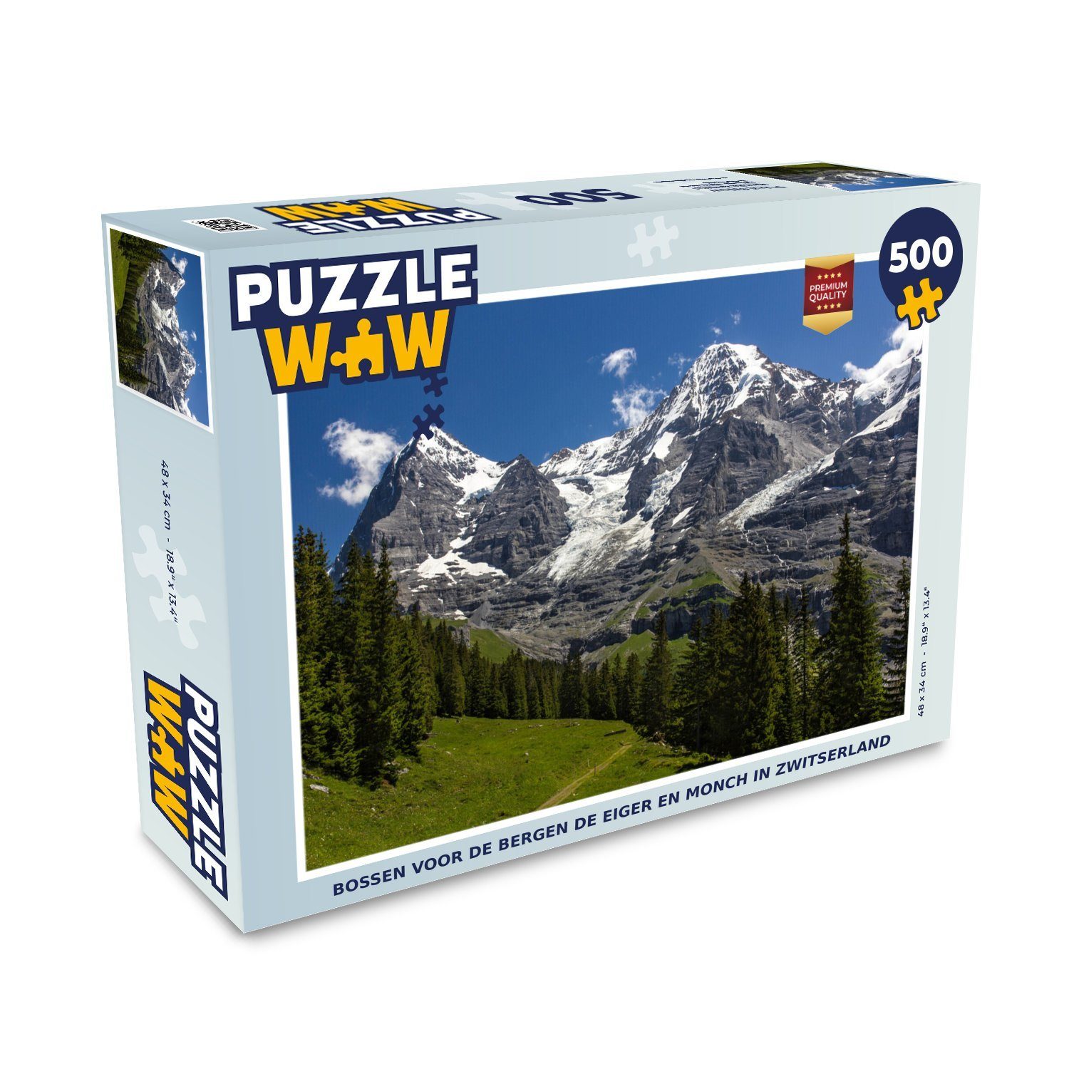 MuchoWow Puzzle Wälder für die Berge Eiger und Monch in der Schweiz, 500 Puzzleteile, Foto ...