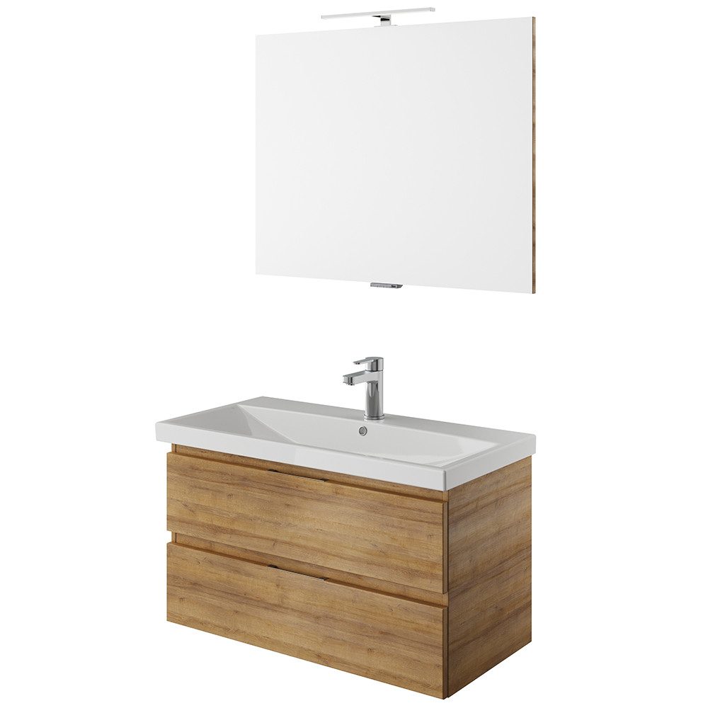 Lomadox Badmöbel-Set VILLATORO-66, (Spar-Set, 2-St), Waschplatz Set 90cm breit grifflos in ...