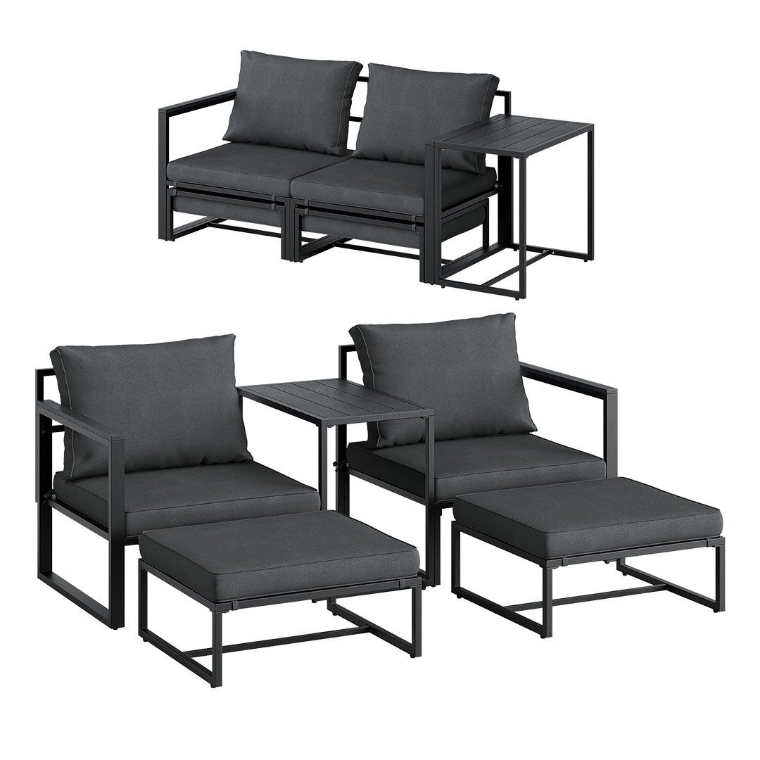 STEELSØN Sitzgruppe Asteri, Metall, 5-teilig, schwarz