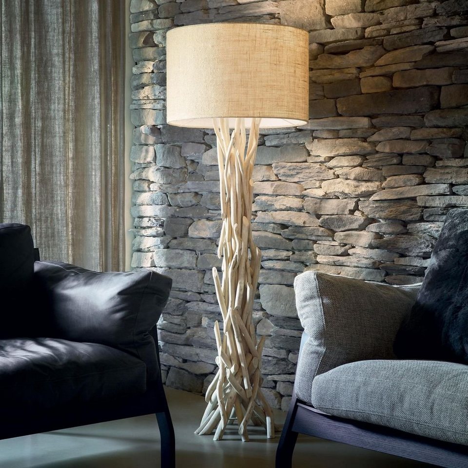 Click Licht Stehlampe Stehleuchte Driftwood Aus Holz In Hellbraun E27
