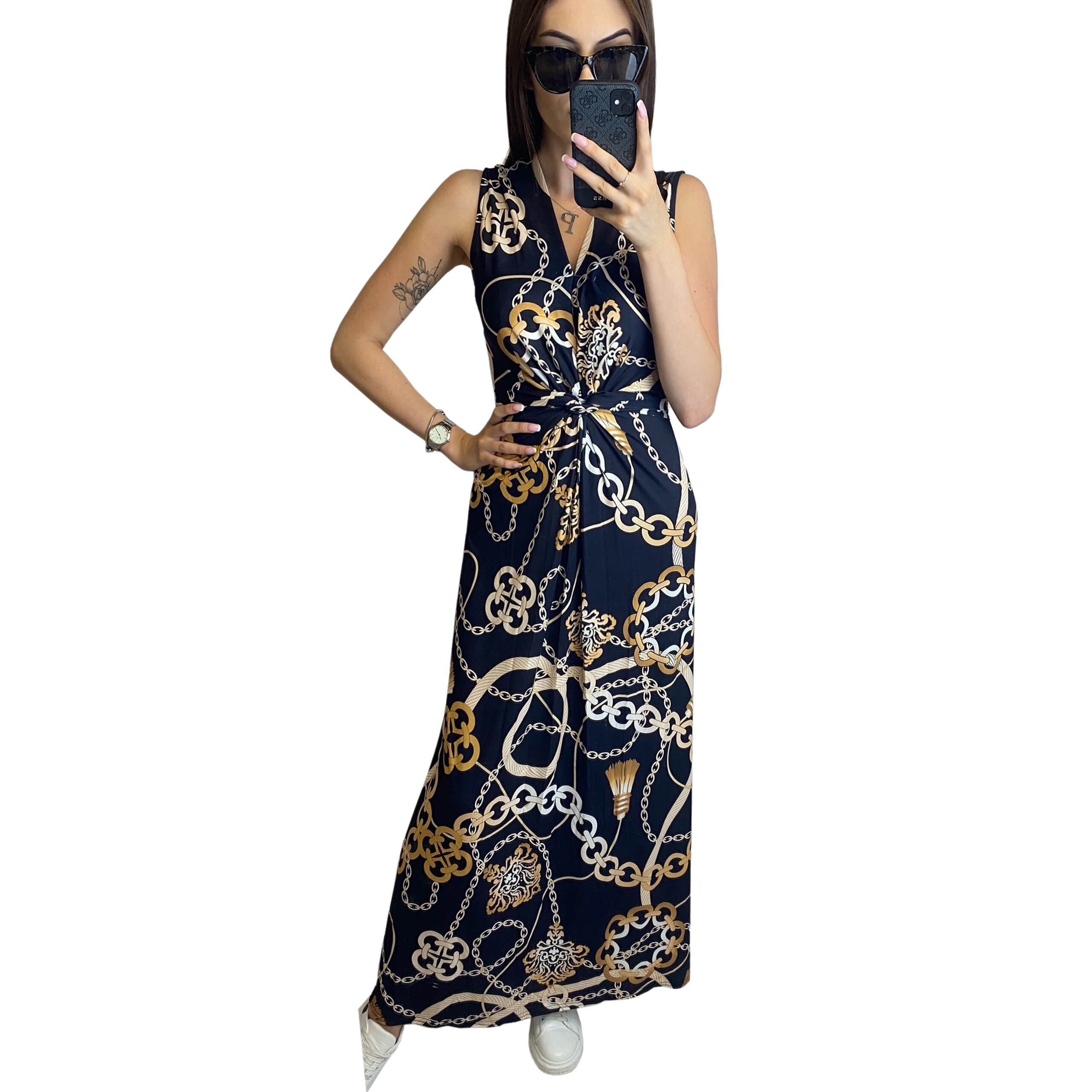 Sarciaeu Maxikleid Maxikleid Mit Kettenmuster John Zack Xxl