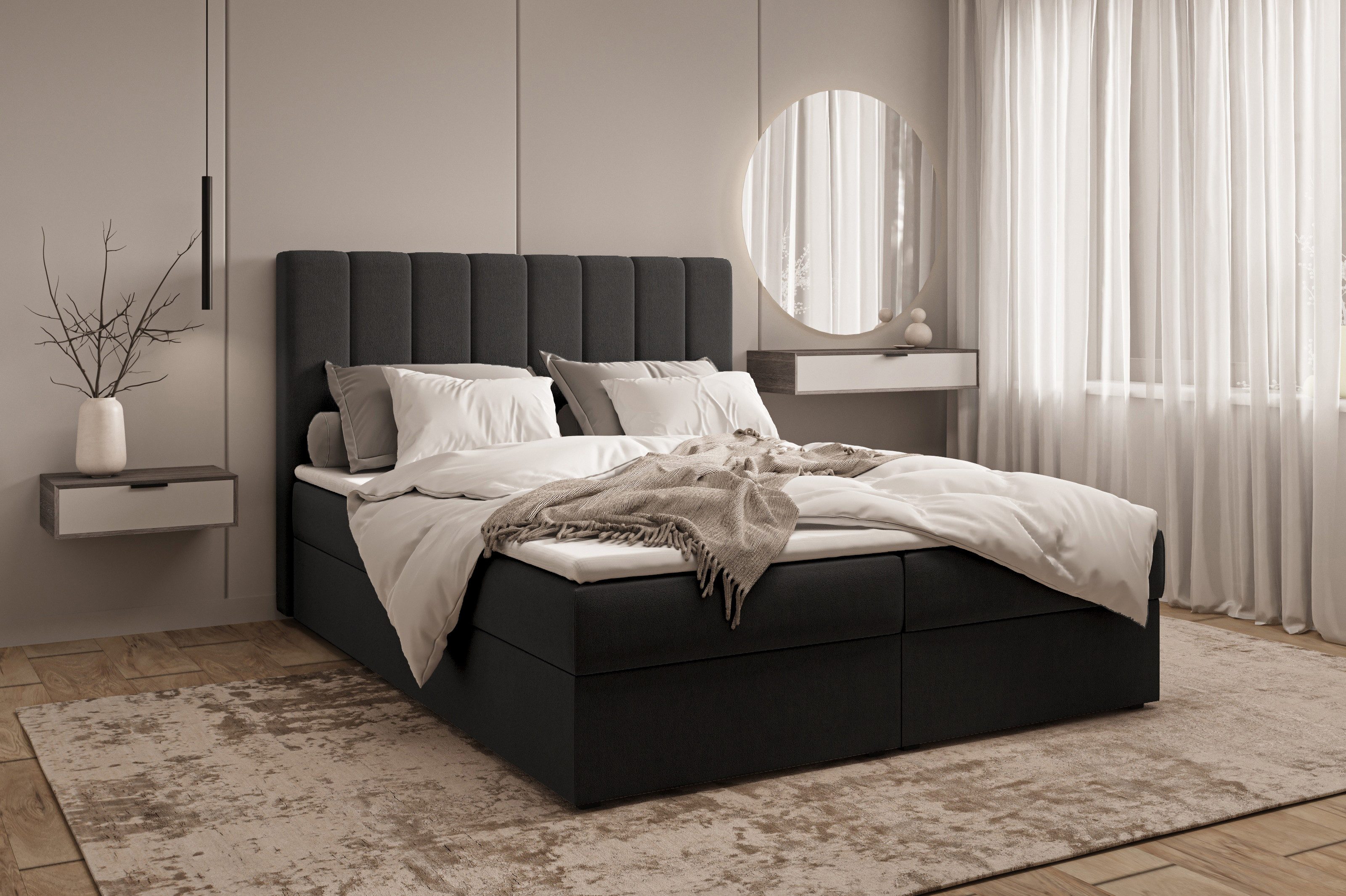 MOEBLO Boxspringbett Bett 01 (Bonell, Topper, Doppelbett gepolstertes ...