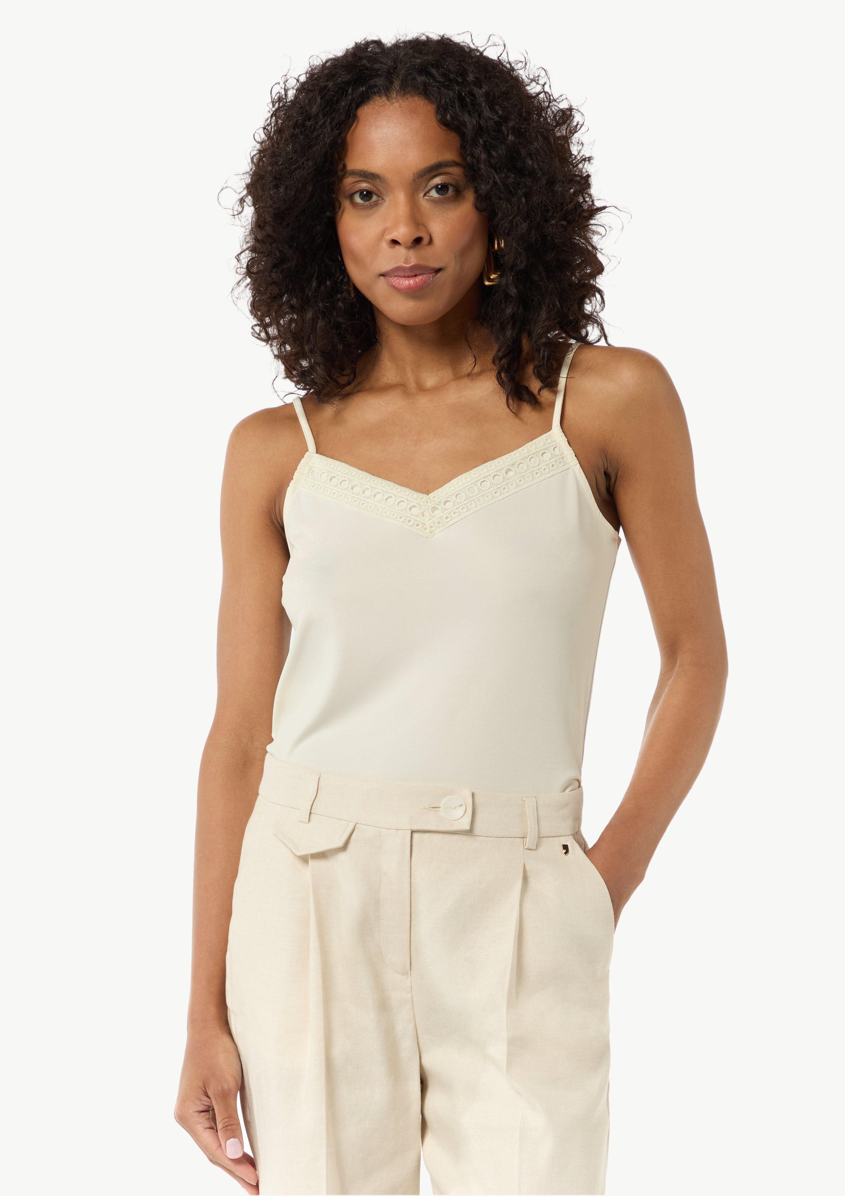 Comma Shirttop Spaghettiträger Top Mit Spitzendetail Tape