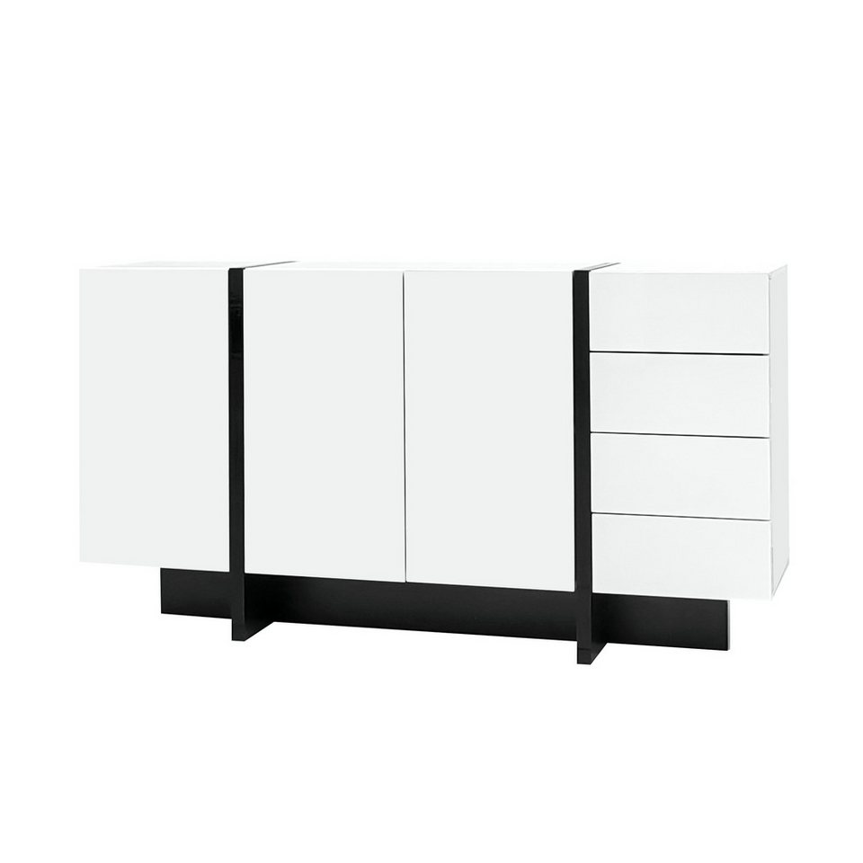 Modfu Sideboard Kommode Mit Viel Stauraum Hochglanz Buffet Scandi 1