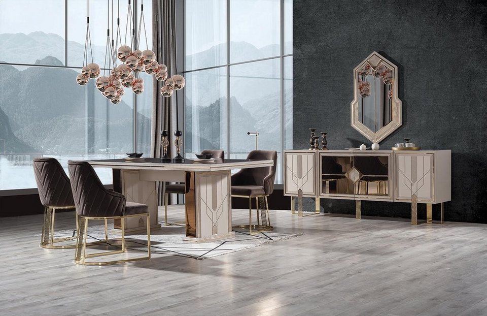 Jvmoebel Esszimmer Set 7tlg Esszimmer Set Esstisch 4x Stühle