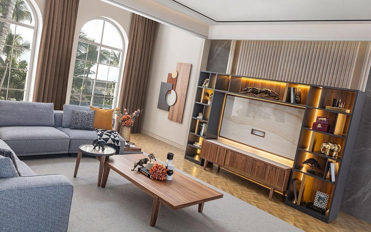Jvmoebel Wohnwand Luxus Wohnwand Designer Stil Modern Wohnzimmer Set