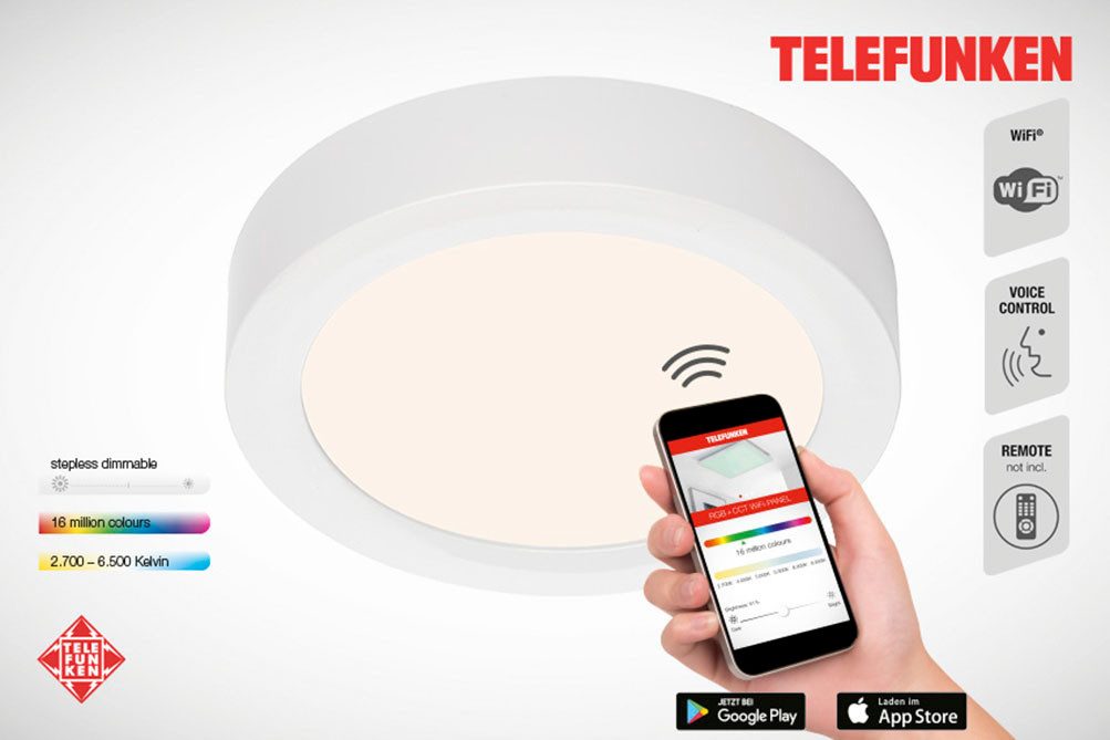 Telefunken Smarte LED-Leuchte VIRGO, Die Deckenlampe ist per App ...