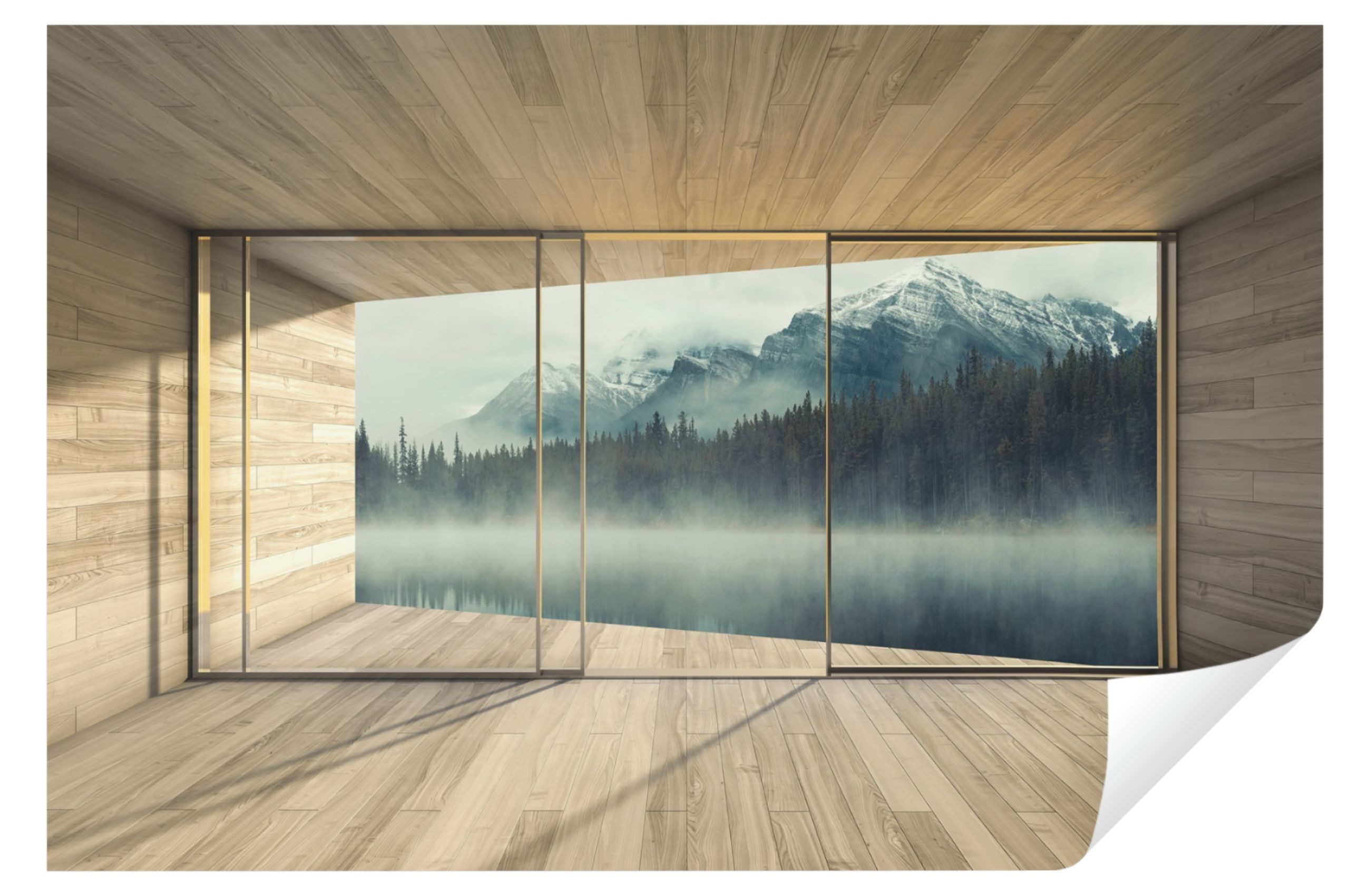 Wallarena Fototapete 3D EFFEKT Wald Terrasse Berge Natur Fenster Wohnzimmer Schlafzimmer, Glatt ...