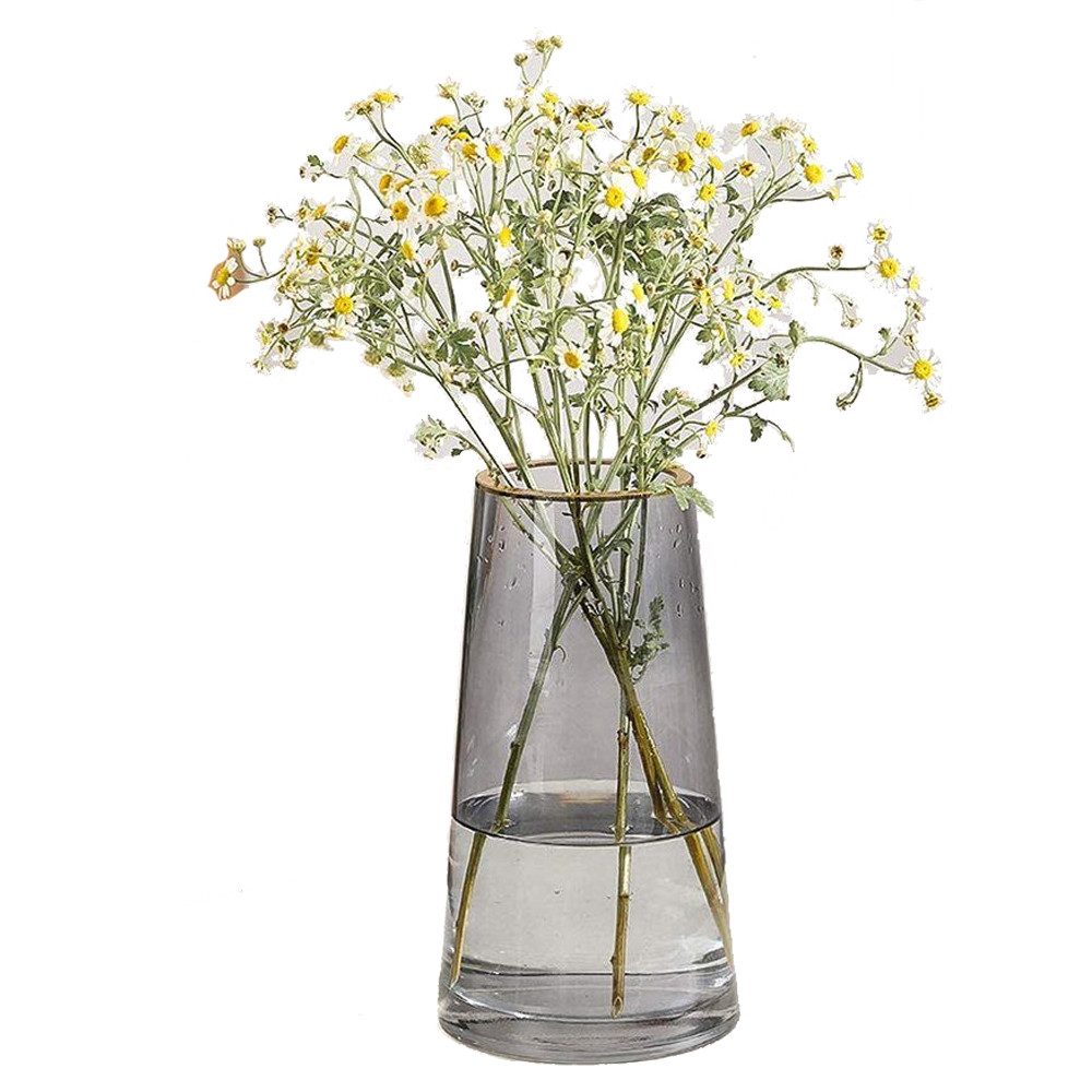 zggzerg Dekovase Vase aus Bleifreiem Glas, Vasen für Pampasgras mit Golden Linie Öffnug ...