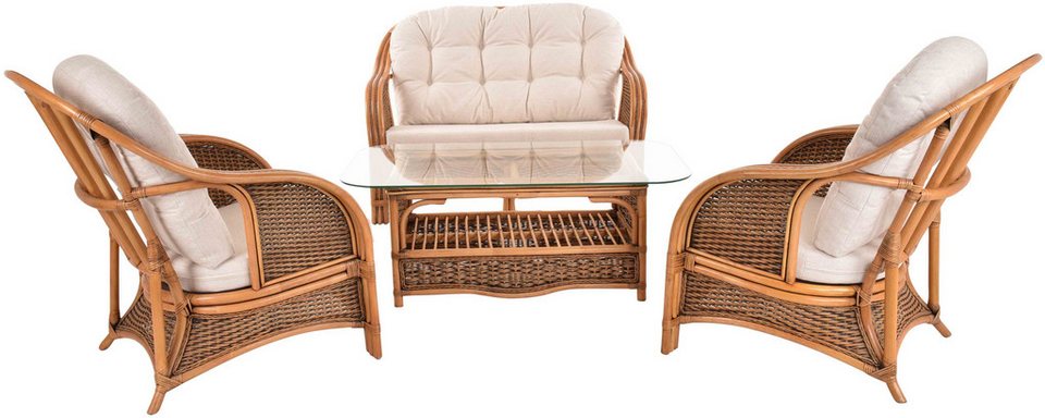 Krines Home Sitzgruppe Rattangruppe Win Wintergarten Rattan Garnitur