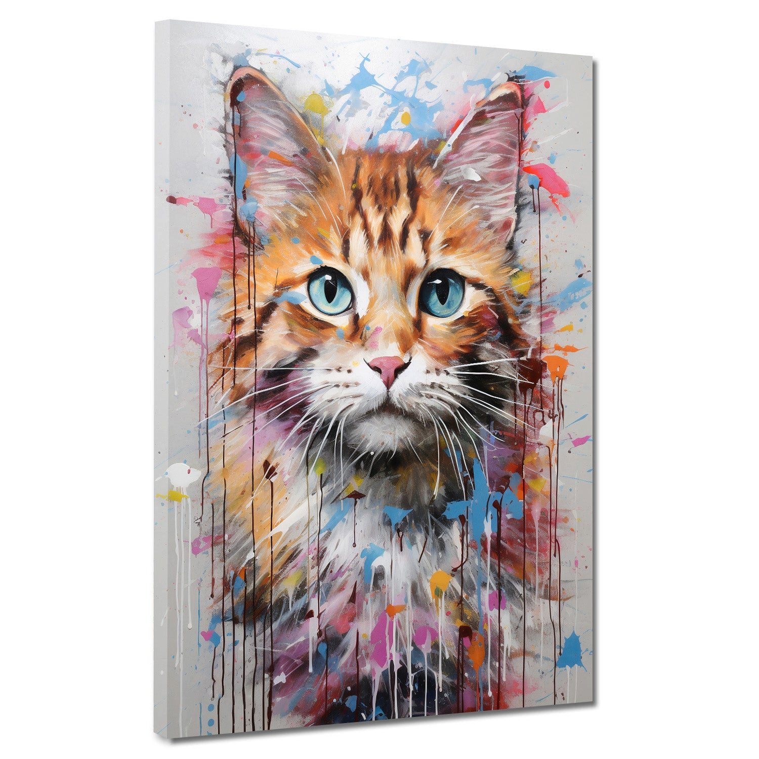 Artedinoi Leinwandbild Katze Abstrakt Splash Pop Art Leinwandbild