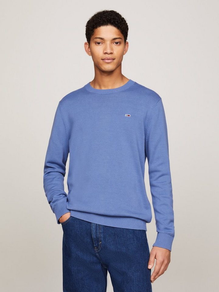 Tommy Jeans Rundhalspullover Tjm Slim Essential Light Sweater Mit Flag