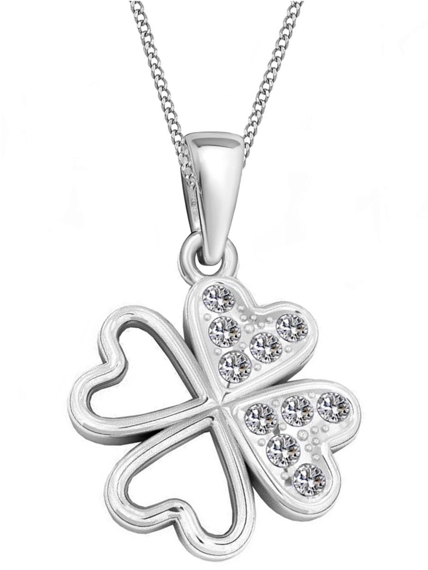 Goldene Hufeisen Kette mit Anhänger Kleeblatt Mädchen Damen Halskette 925 Silber Glücksbringer ...