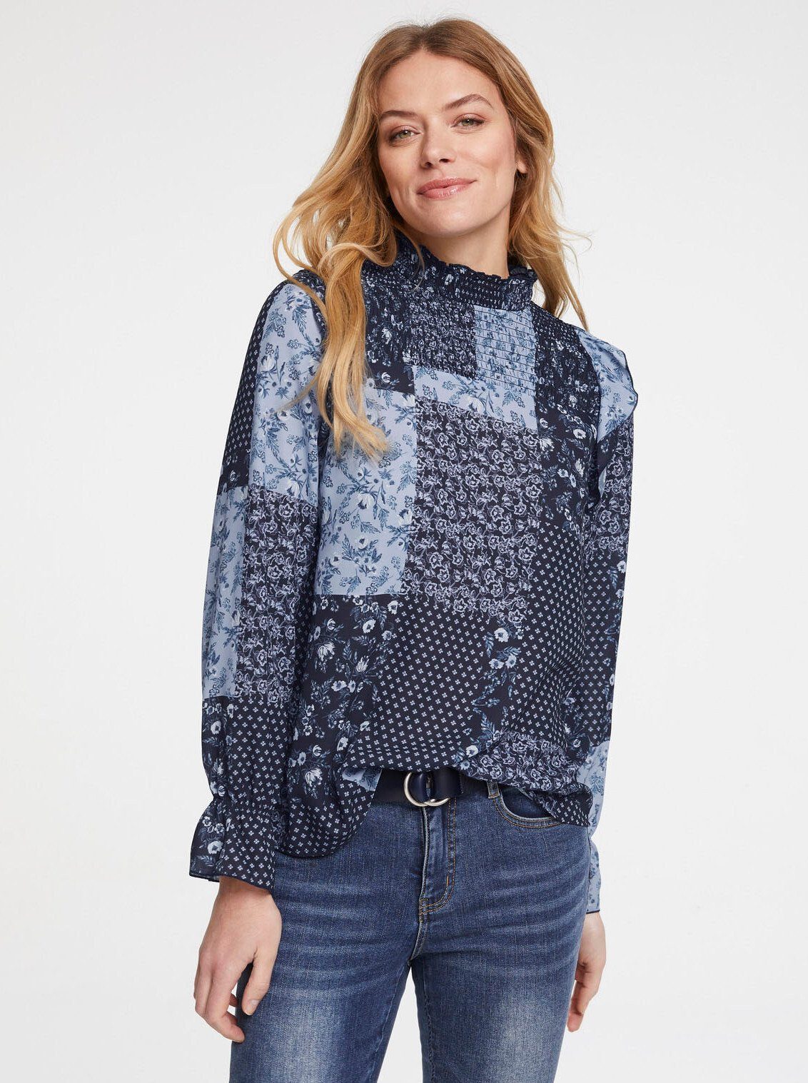 Heine Klassische Bluse Druckbluse Modisch Mit Kleinem Stehkragen