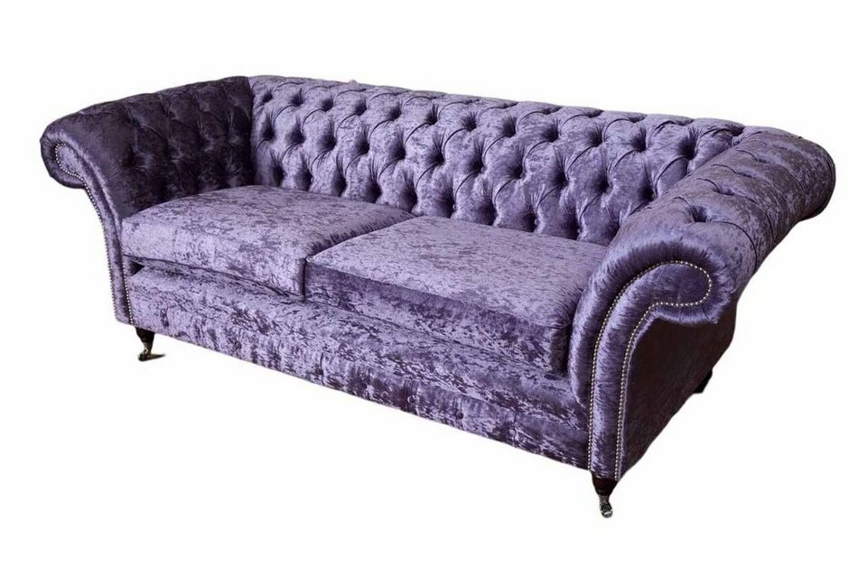 Jvmoebel Sofa Lila Chesterfield Dreisitzer Sofa 3 Sitzer Wohnzimmer