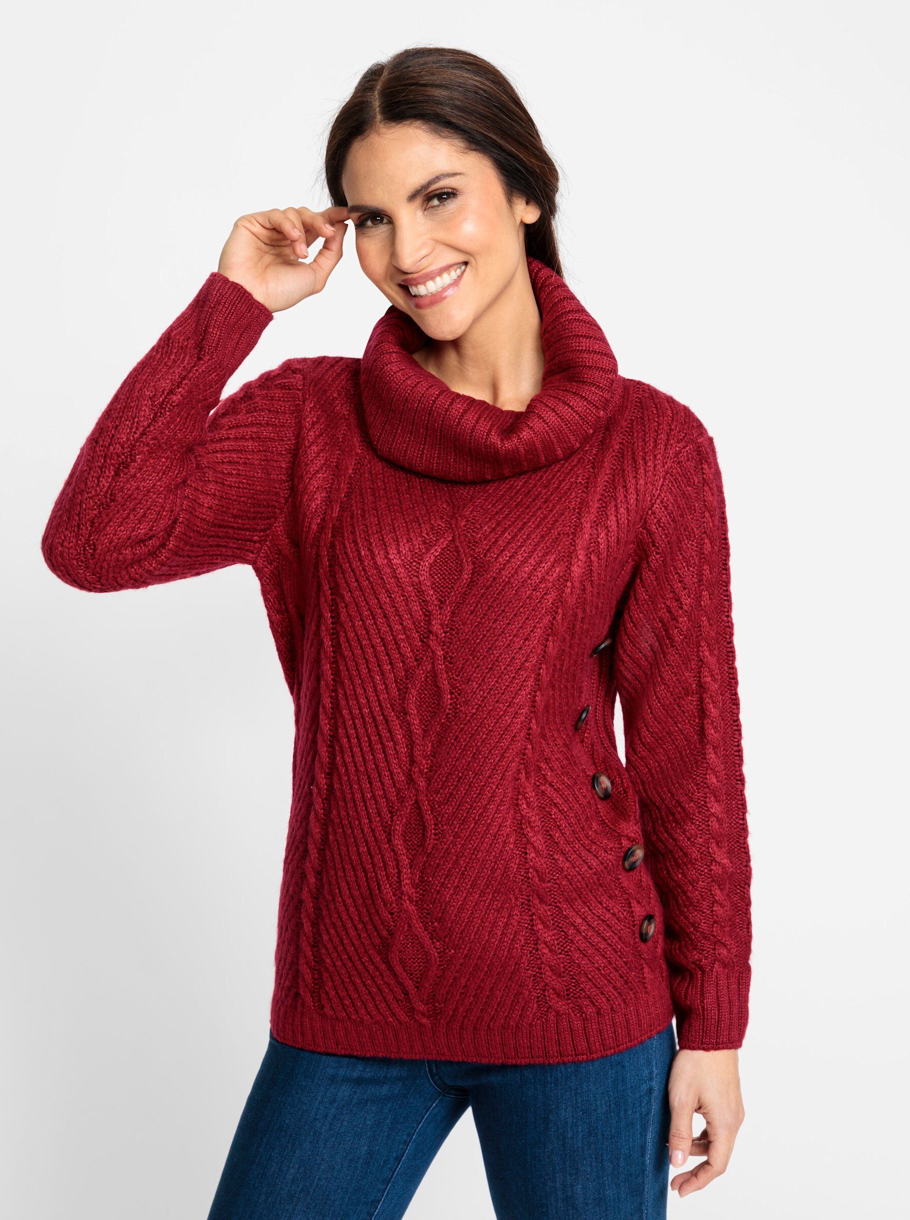 Witt Strickpullover Pullover, Optisch streckendes Zopfmuster