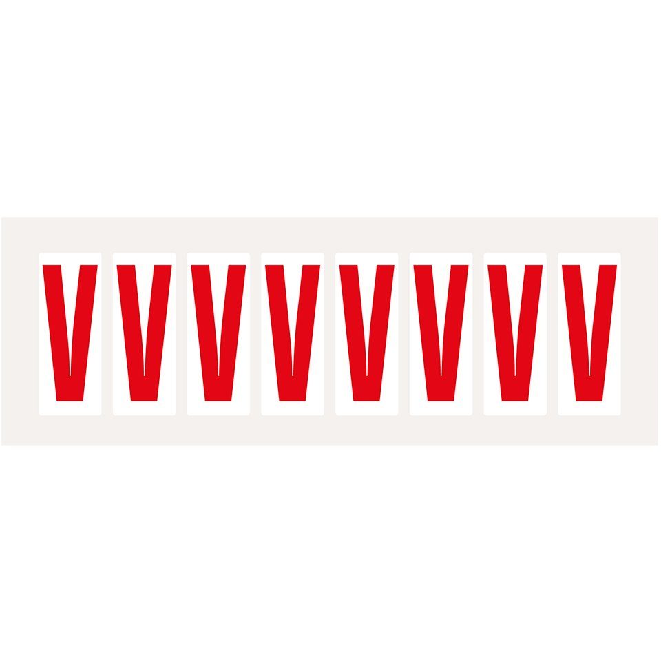 König Werbeanlagen Hinweisschild Buchstabe V, weiß/rot, Folie, Schrifthöhe 50mm, 160 Stück/Pack