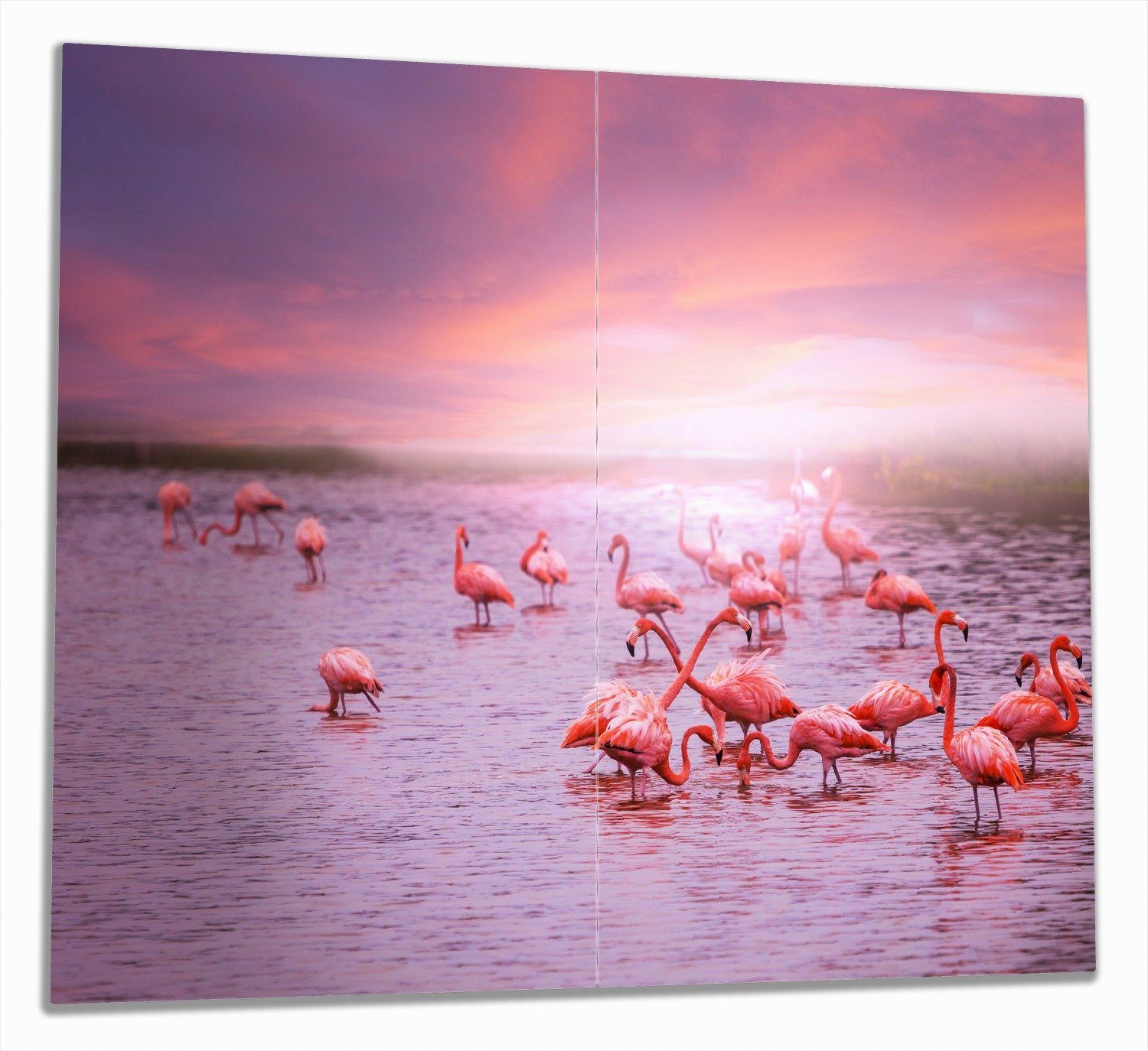 Wallario Herd Abdeckplatte Rosa Flamingos Bei Sonnenuntergang Esg