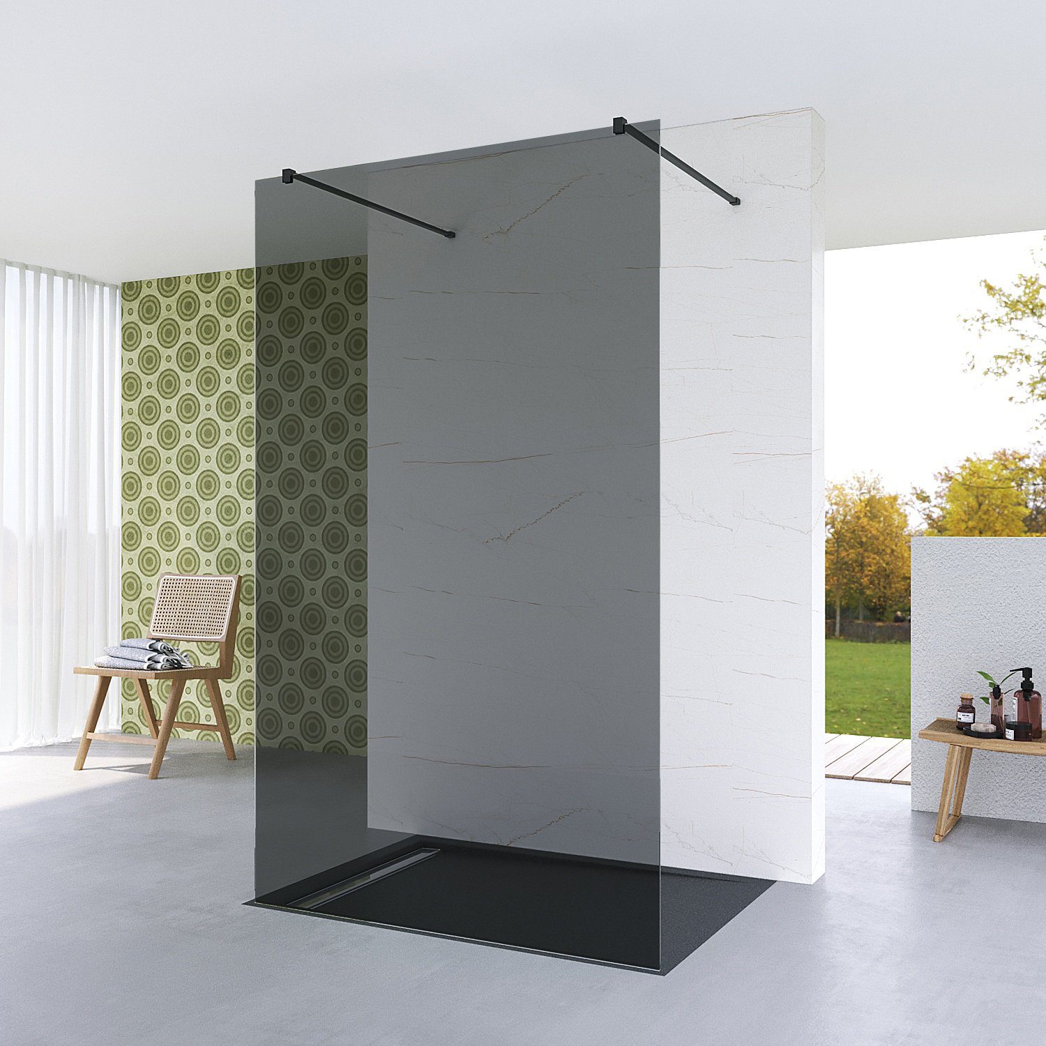 Aquabatos Walk In Dusche Duschabtrennung Schwarz Walk In Glas Glaswand