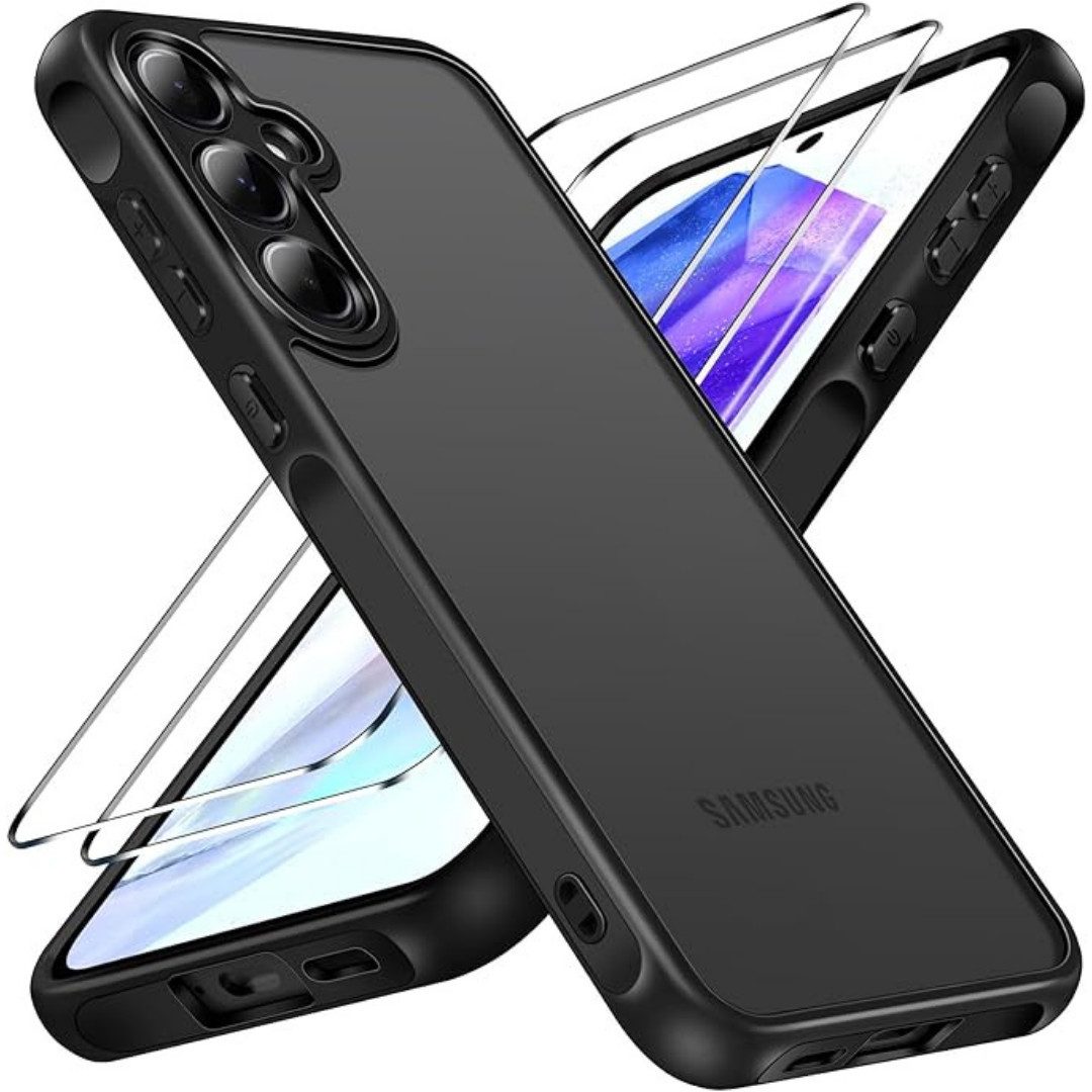 SmartUP Smartphone-Hülle + 2X Schutzglas für Samsung Galaxy A55 5G Panzerfolie Display Case 9H 6 ...