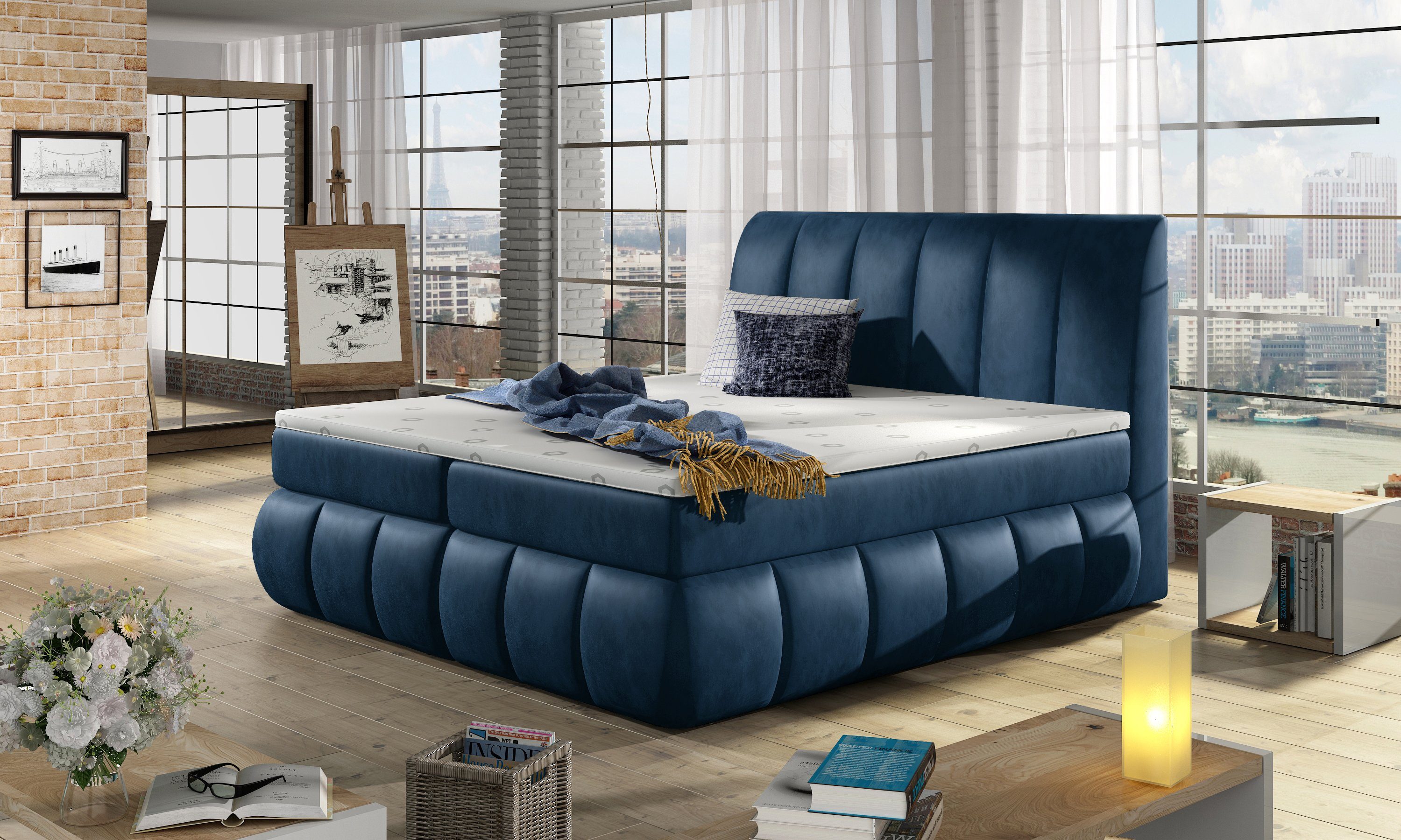yourhouse24 Boxspringbett Vincenzo mit zwei Bettkästen Doppelbett mit ...
