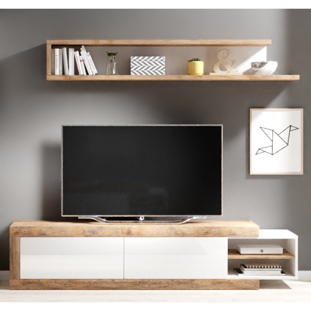 Lomadox Wohnwand Sylt 83 2 St 2 Tlg Wohnzimmer Set Modern Eiche
