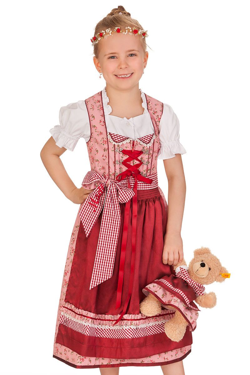 KRÜGER KIDS Dirndl Kinderdirndl 3tlg. - VIKTORIA - rot, Trachtenkleid