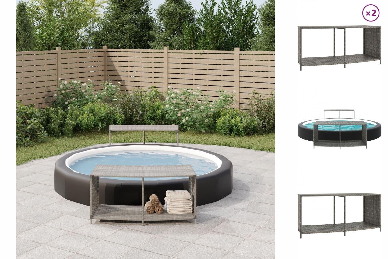 vidaXL Whirlpool Outdoor-Rgale 2 Stk Grau Poly Rattan