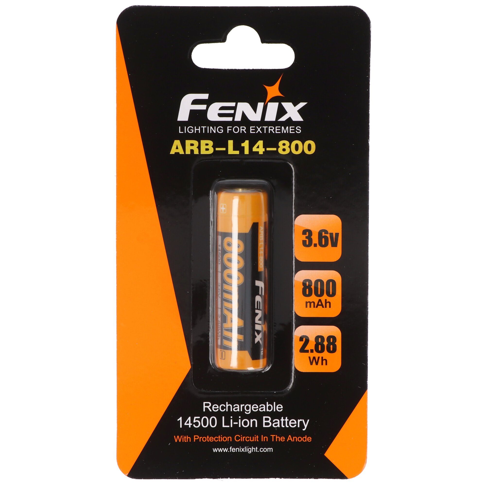 Fenix Li-Ion Akku 14500 Mignon AA 3,6 Volt mit Schutzelektronik Fenix ...
