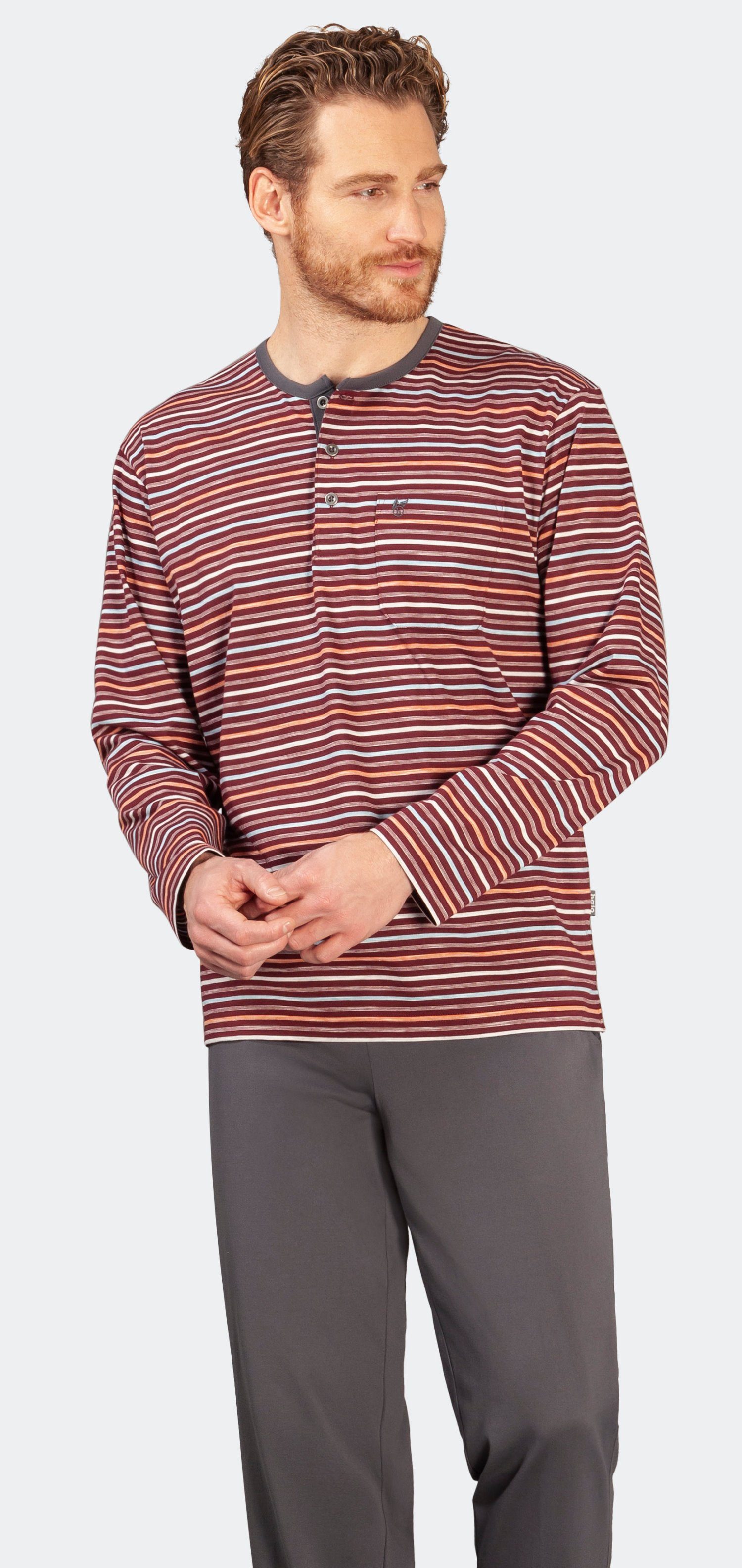 Hajo Schlafanzug Herren Pyjama Langarm 2 Tlg Klima Komfort Single