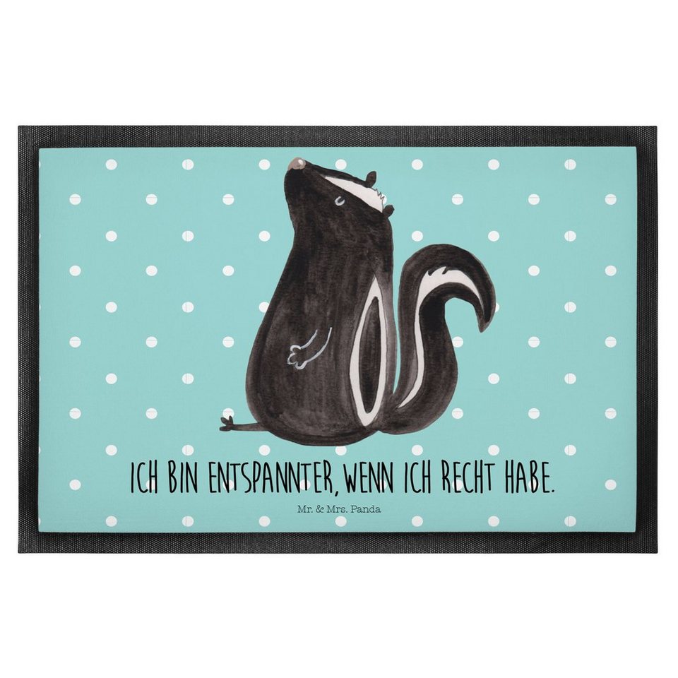Fußmatte 60 X 90 Cm Stinktier Sitzend Türkis Pastell Geschenk Büro
