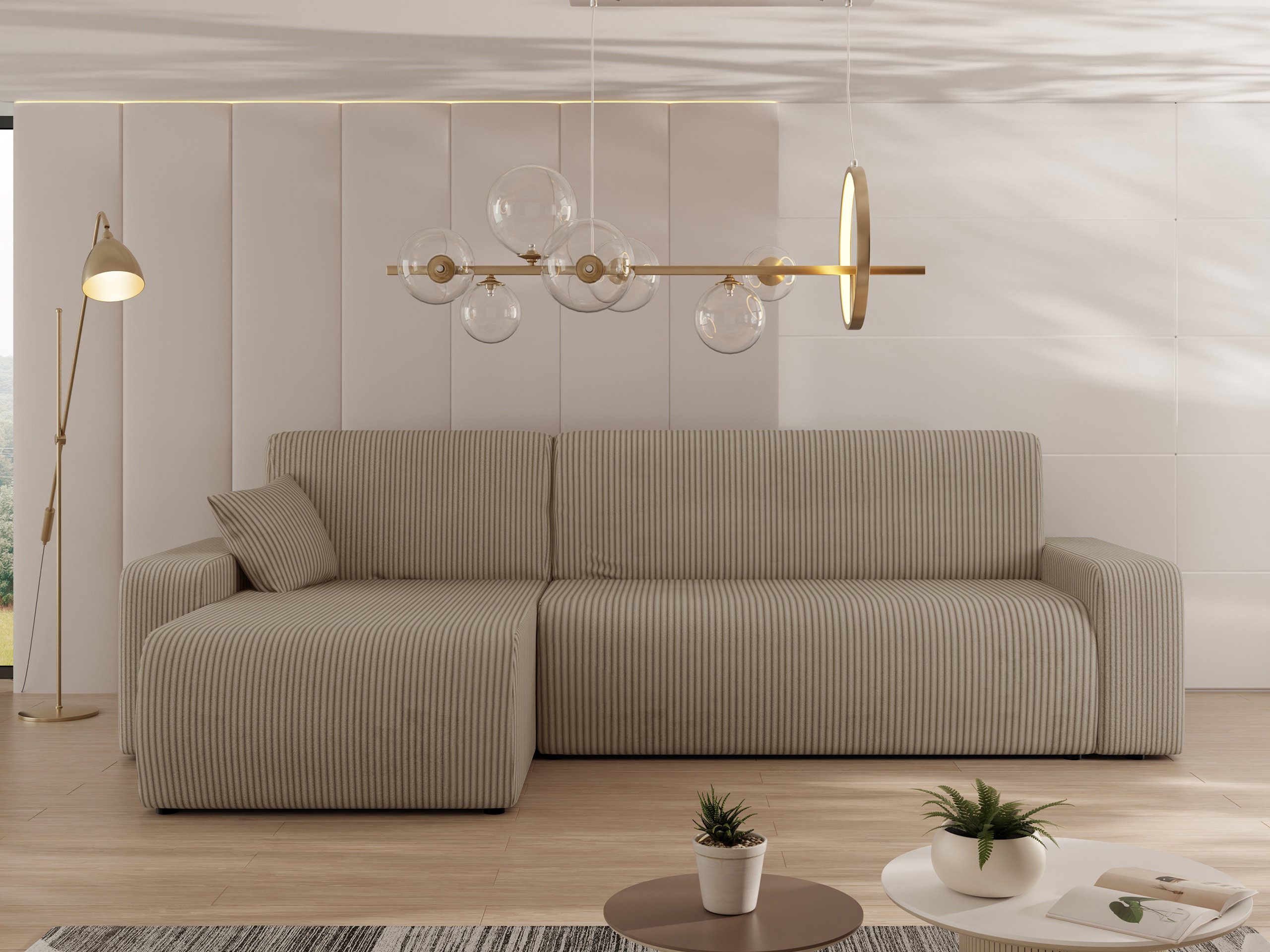 MIRJAN24 Ecksofa Piano L Cord, mit Bettkasten und Schlaffunktion ...