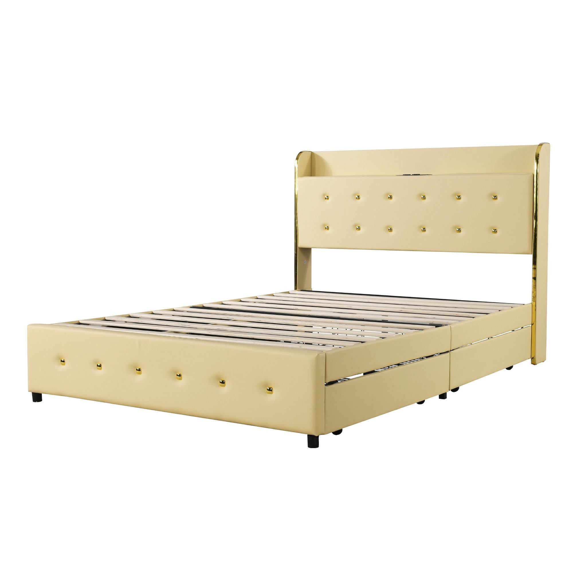 Rutaqian Stauraumbett Polsterbett 140 X 200 Cm Doppelbett Jugendbett