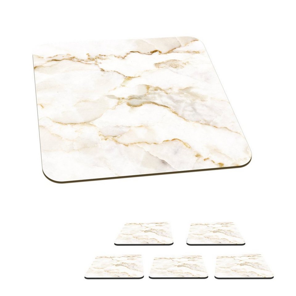 Muchowow Glasuntersetzer Marmor Limette Gold Luxus Marmoroptik