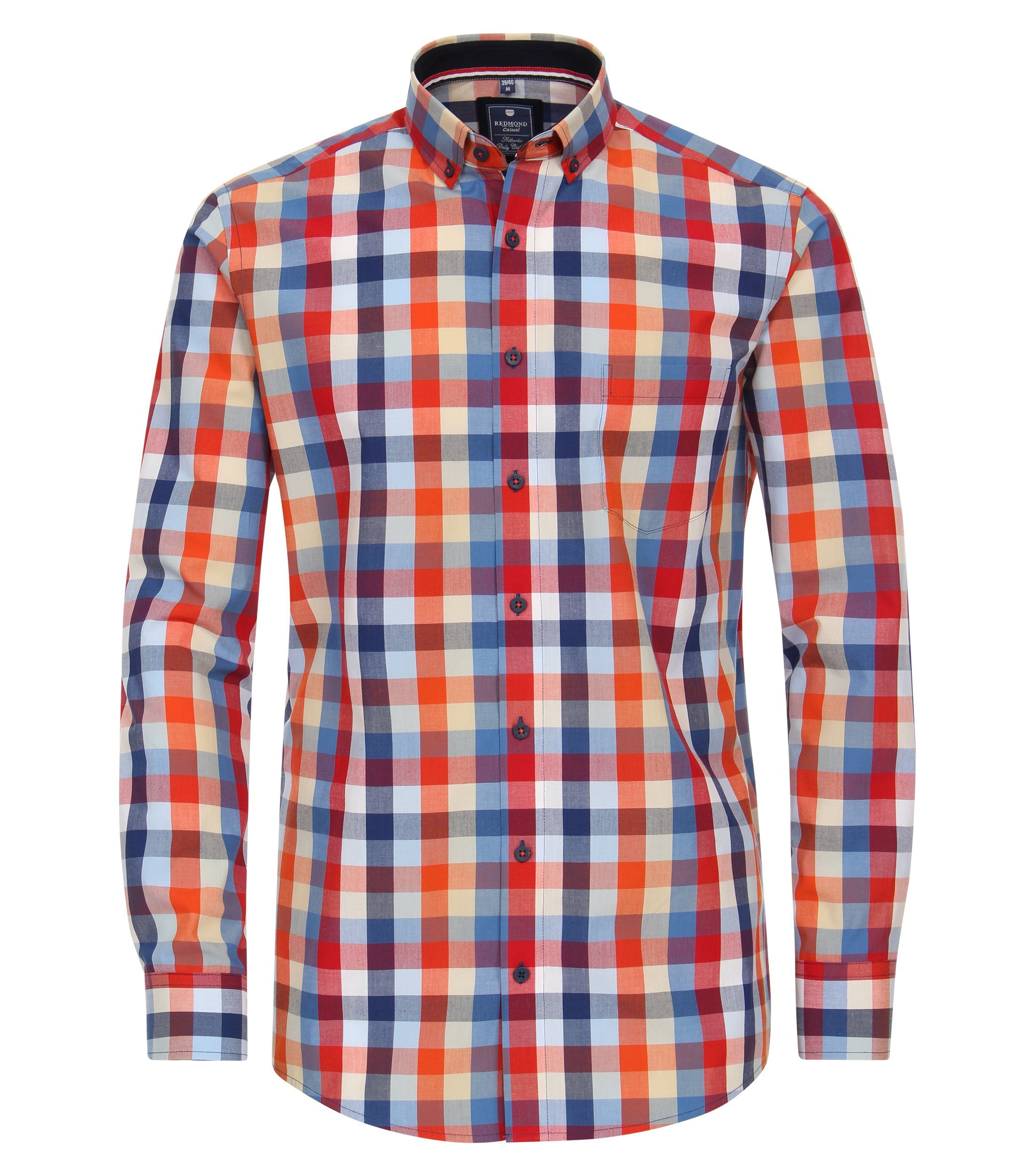 Redmond Langarmhemd Kariert Comfort Fit Comfort Fit Bequeme Weite