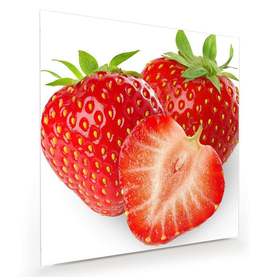 ᐅ Primedeco Glasbild Wandbild Quadratisch Schöne Erdbeeren mit ... ᐅ Primedeco Glasbild Wandbild Quadratisch Schöne Erdbeeren mit ...