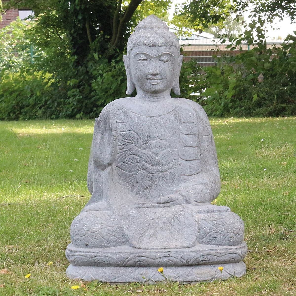 Oriental Galerie Dekofigur Buddha Figur Sitzend Steinfigur Flussstein