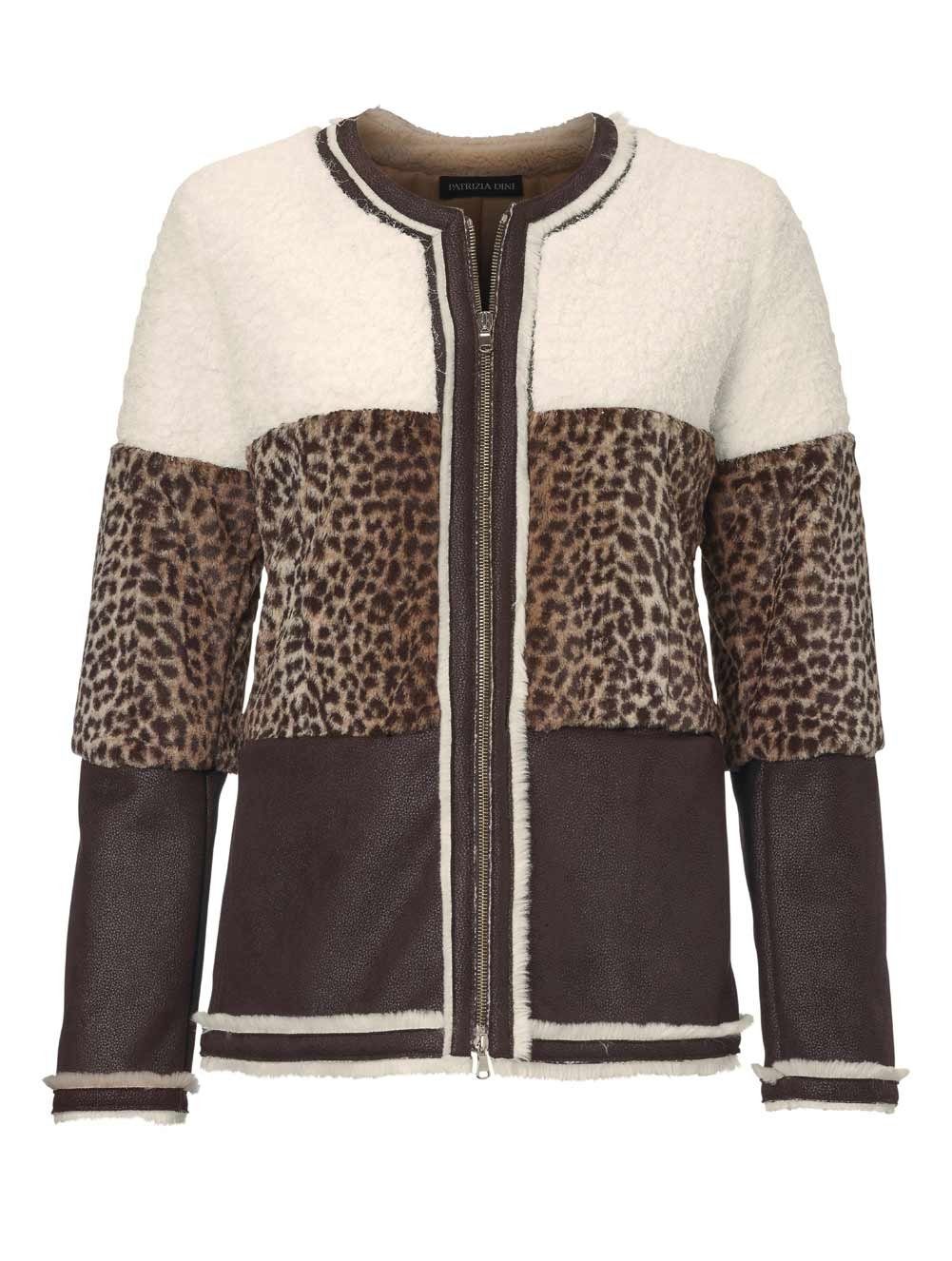 Heine Steppjacke Patrizia Dini Damen Designer Webpelzjacke Braun Ecru