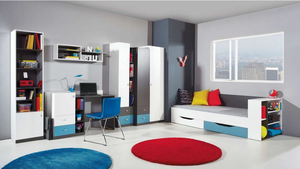 Stylefy Jugendzimmer Set Lator Graphit Weiß Atlantic Jugendzimmer Set