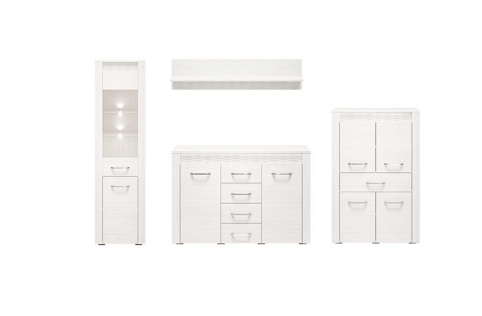 Feldmann Wohnen Wohnwand Clermont 1 Vitrine 1 Kommode 1 Highboard