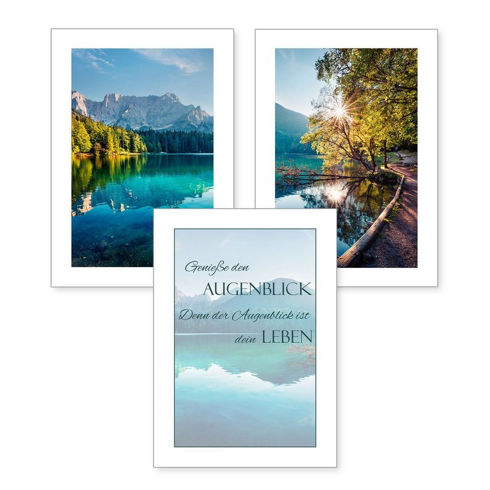 Kreative Feder Poster Landschaft Natur See Berge Inspiration